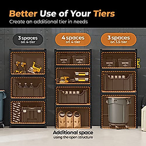 HOMEDANT 4 Tier Laminated Metal Shelving Unit Adjustable Garage Storage Utility Rack Heavy Duty Shelves Organization Multipurpose Shelf Warehouse Basement Shed Pantry 28" W x 12.3" D x 59.5" H 1 Pack