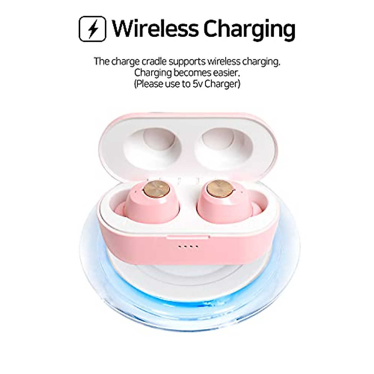 Summonerbuds NABI Pink Bluetooth 5.0 True Wireless Earbuds IPX5 Waterproof, in-Ear Earphones with Microphone, Wireless Chargable