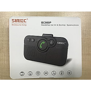 SUNITEC Handsfree Bluetooth for Cell Phone, Bluetooth 5.0 Car Speaker Motion AUTO ON Off Support Siri Voice Assistant Bluetooth Car Kit Receiver Handsfree Speakerphone with Visor Clip - BC980P