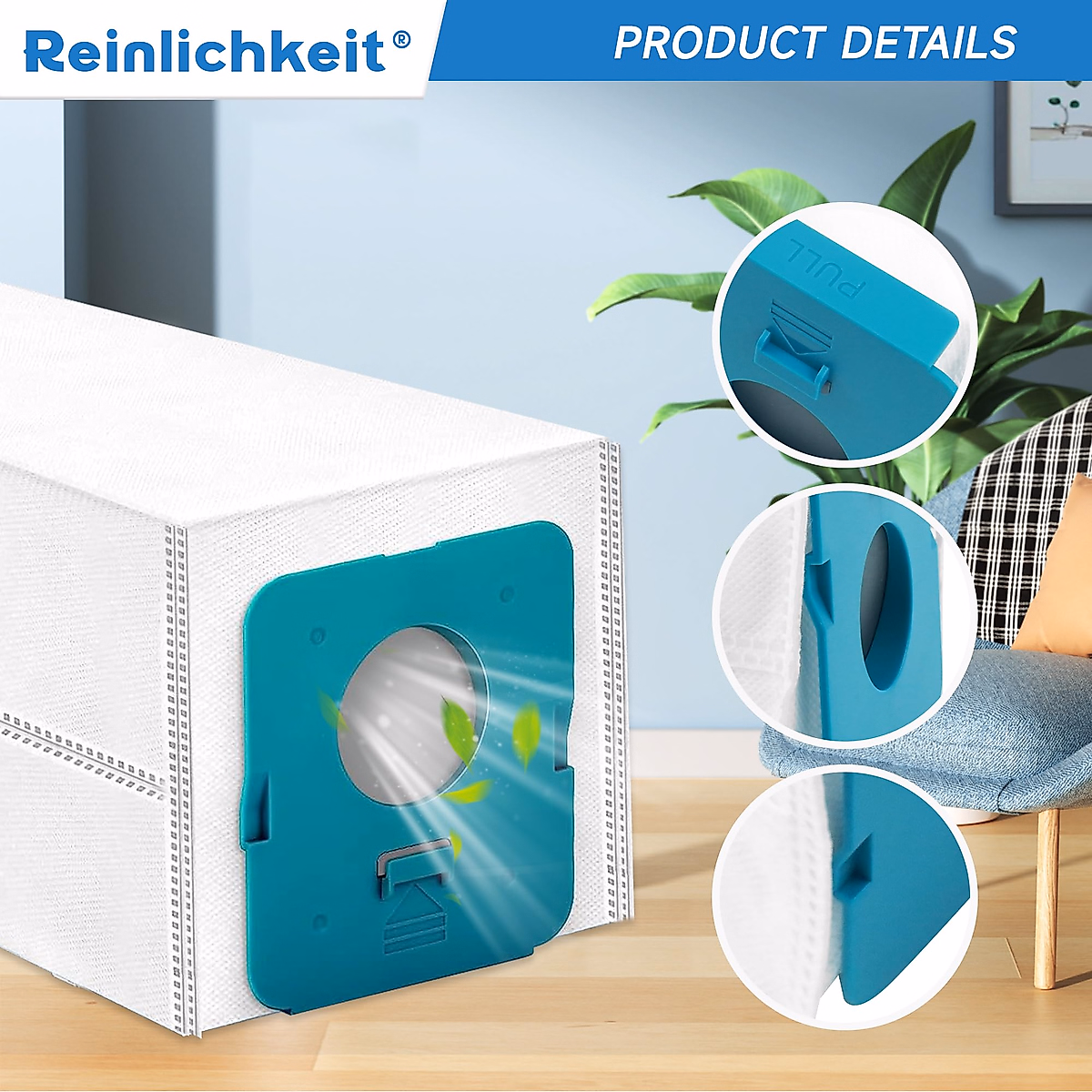 Reinlichkeit Vca-ADB95, ADB953 Dust Bag,Replacement for Samsung Bespoke Jet Cordless Stick Vacuum Cleaner，10 Packs, Automatic Dust Collection Bag