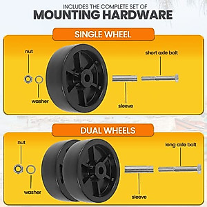 (2-Pack) AR-PRO 6-Inch Boat Trailer Jack Wheels - Universal Fit Black Plastic Caster Wheels - Includes All Mounting Hardware - Suitable for Boat Trailer Jacks with 1 or 2 Wheels