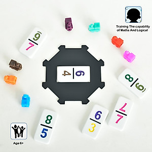 Doublefan Mexican Train Dominoes with Color Numbers,Double 12 Numerical Domino Game, Chicken Foot Dominoes Set with Aluminum Case, 91 Tiles Dominoï¼ˆ2-10 Player