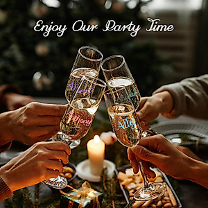 Adanluxe Metallic Wine Glass Markers, Set of 10 Food Grade Non-Toxic Window Markers for Glass Washable, Premium Paint Pens Used on Car Window, Mirror, Ceramic, Black Scrapbook, Rock and Wood,Glass Pen