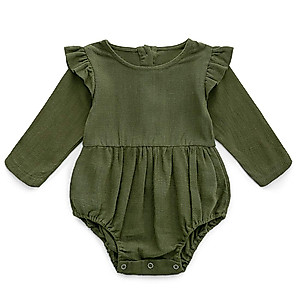 Simplee kids Baby Rompers Unisex Cotton Linen Handmade Romper Jumpsuit Solid Color Long Sleeve Jumpsuit