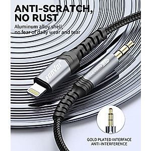 FONVOi AUX Cord for iPhone 【4 Feet,MFi Certified】 Lighting to 3.5mm AUX Cord for Car,Compatible with iPhone 14/13/12/11/XR/ipad/ipod to car Stereo/Speaker/Headphone