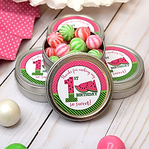 Pink Watermelon 1st Birthday Party Thank You Sticker Labels, 40 2" Party Circle Stickers by AmandaCreation, Great for Party Favors, Envelope Seals & Goodie Bags