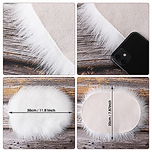 WLLHYF 12 Inches Oval Fur Rugs, Faux Fluffy Area Rugs Shaggy Chair Cover Living Bedroom Sofa Floor Carpets for Small Product Desktop Photography Jewelry Watches Cosmetics Ornament Nail Art