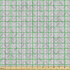 Lunarable Herringbone Fabric by The Yard, Repetitive Greyscale Toned Geometric Pattern Simple Polygonal Design Print, Decorative Fabric for Upholstery and Home Accents, 1 Yard, Grey White