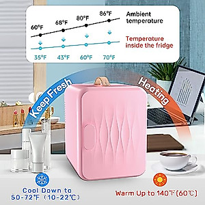 Aidek Cosmetic Makeup Mini Fridge for Skin Care, 4L Portable Beauty Fridges DIY Shelves for Bedroom, Dorm, Office, Small Refrigerator, AC/DC12v Car Cooler for Desktop and Travel (Rose Pink)