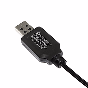 Maxmoral 6.0V 250mA USB Charger Power Adapter Cable for 6V 700mAh Ni-cd Battery 4WD Old Version Amphibious Stunt RC Cars Vehicle/SM-2P 6V USB 2, 60cm Length