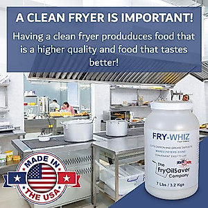 Fry-Whiz Deep Fryer Cleaner, Non-Foaming Fryer Cleaning Powder, Magic Clean Fryer Boil Out Powder to Remove Carbon & Grease Deposits in Deep Fryers, Makes Fryers Shine, 1 Gal Jar