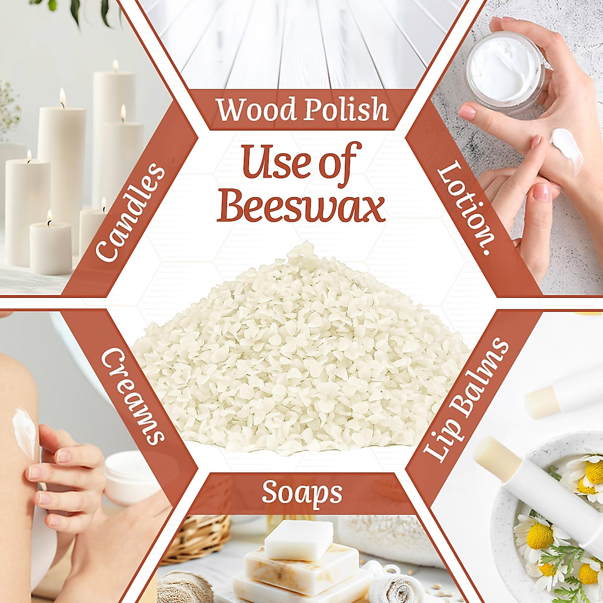 MicCai White Natural Beeswax Pellets 1LB, Organic Beeswax, Beeswax for Candle Making, Body, Skin Care DIY, Lip Balm, Soap and Lotion Making Supplies