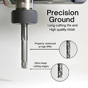 ROUTYBITS - 1/4 Diameter, Compression Cut Bit, 1/4 in Dia Shank, 1 inch Cut Length, Solid Carbide, Spiral Endmill, CNC Router Bits