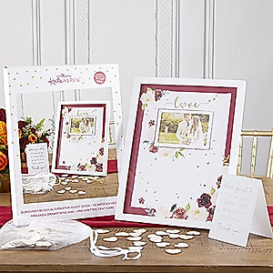 Kate Aspen Wedding Guest Book Alternative, Bridal Shower Guestbook Burgundy Blush Floral, One Size, Red