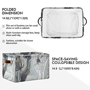 Storage Basket Cube Abstract Marble Texture Large Collapsible Toys Storage Box Bin Laundry Organizer for Closet Shelf Nursery Kids Bedroom,15x11x9.5 in,2 Pack