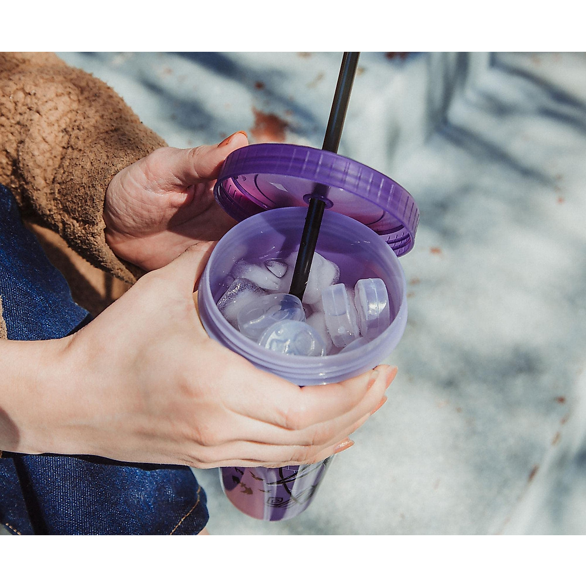 Toynk Disney The Nightmare Before Christmas Jack Skellington Color-Changing Plastic Travel Tumbler | Includes Reusable Straw, Leak-Resistant Lid, Fake Ice Cubes | Holds 24 Ounces