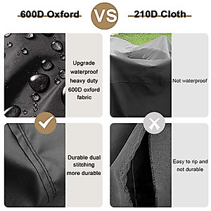 LBW Heavy Duty Outdoor Table Cover Waterproof of Rectangle ,73.2 "L x 47.2 "W x 28.3"H Patio Furniture Sets Cover for Garden Picnic Table 600D Cover for Table Chairs, Black