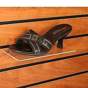 STORE FIXTURES DIRECT Clear Acrylic Slatwall Shoe Shelf, 4" D x 10" L Flat Acrylic Shoe Display Shelf, 20 Pack