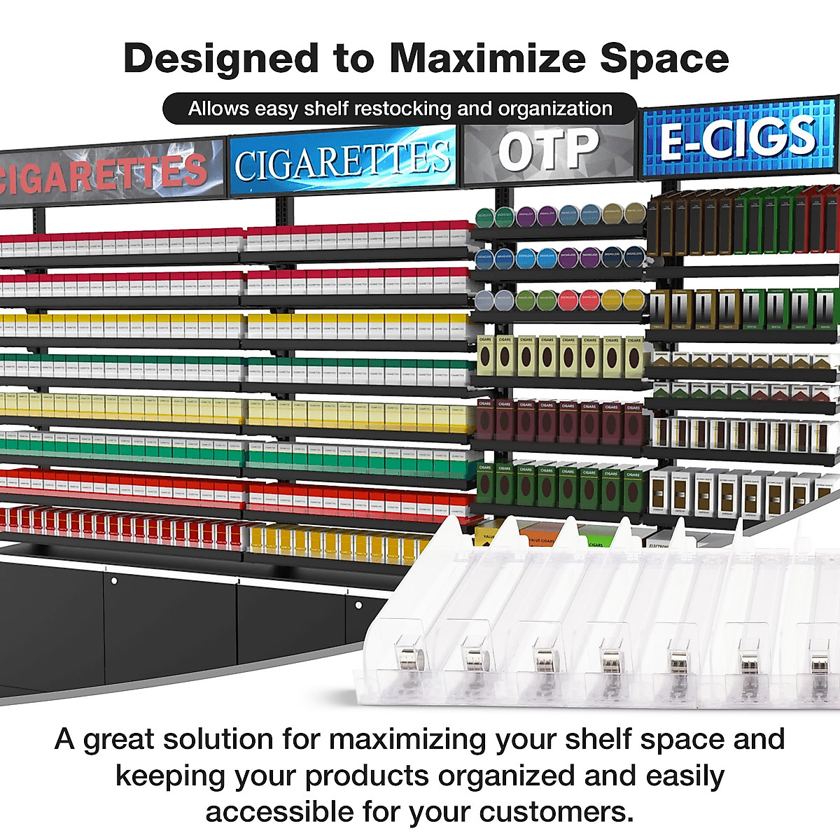 NEXTLEVEL FIT Pack of 3 Dividers for Shelf Pushers - Hardware Accessories for Smoke Shop, Convenience Store - Drink, Box & Cigarette Display Dispenser Organizer - for Gondola Shelves 15" & Above