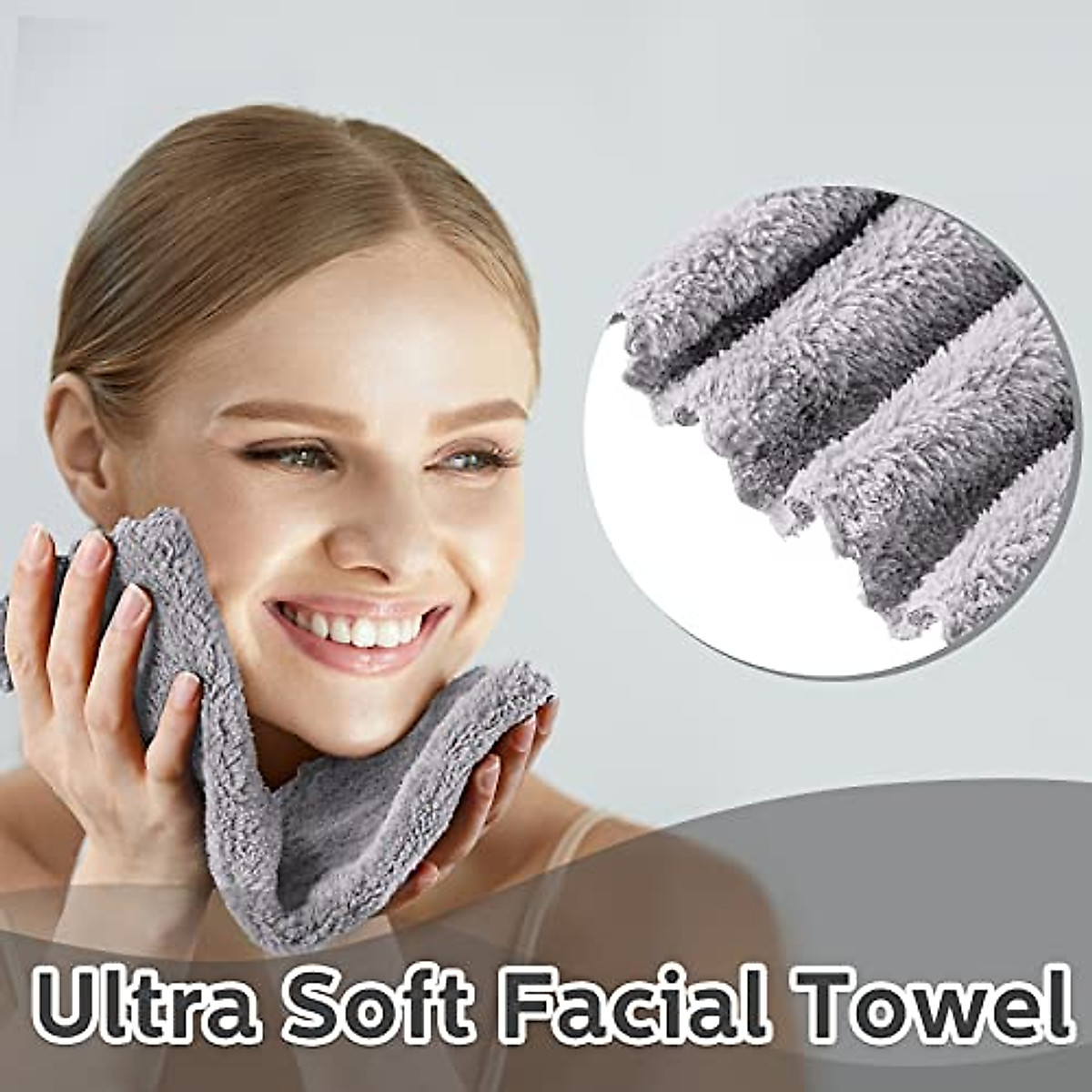 Newwiee 100 Pcs Microfiber Towels Absorbent Washcloths Bulk 12 x 12 Inch Soft Quick Drying Face Towels Bath Cloths Coral Velvet Bathroom Wash Clothes for Bath Spa Facial Fingertip Towel (Grey)