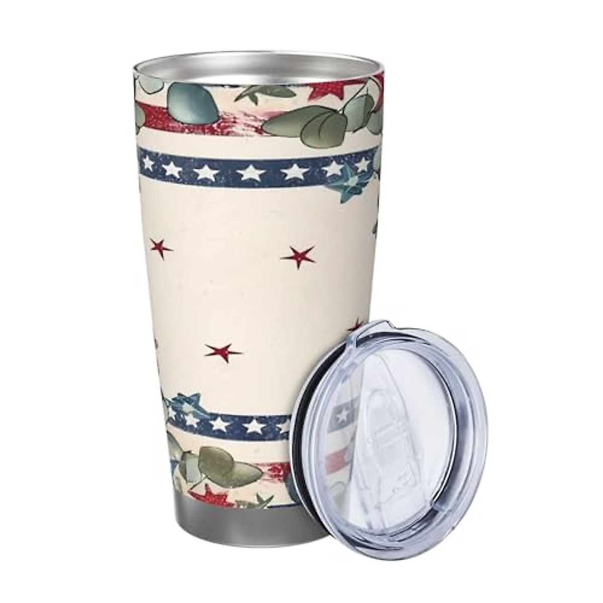 AYCZN Vintage American 20 OZ Tumbler Stainless Steel Travel Coffee Mug, Star Stripes Insulated Water Bottle with Lid and Straws Leakproof Thermal Cup