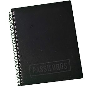 RE-FOCUS THE CREATIVE OFFICE, Password Book Keeper, Black, Small, Mini, Alphabetical Tabs, Spiral Bound, Removable Sheets, Journal Organizer, Includes, Website, Address, Username, Password
