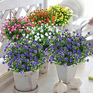 JyiHope Artificial Fake Flowers Boxwood, Faux Flowers Plants Outdoor UV Resistant Greenery Shrubs Indoor Outside Hanging Planter Home Porch Garden Farmhouse Decor (6 Bundles, Pink)