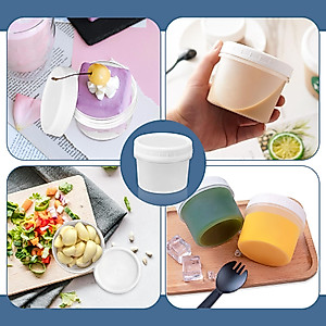 TKOnline 10 Pack 5oz Reusable Small Plastic Containers with Screw Lids, Small Food Storage Freezer Containers, Deli Containers Stackable Food Storage Jars, Sauce Condiment Jars Lunch Box Accessories