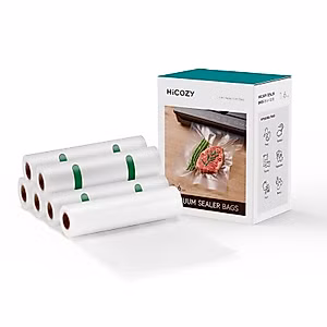 HiCOZY Vacuum Sealer Bags for Food, 6 Pack 8”x8.3’ Rolls for Custom Fit Airtight Food Storage, BPA Free for Meal Prep or Sous Vide Cooking, Safe to Microwave, Dishwasher, Boil, or Freeze