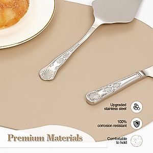 TUKDAK Silver Cake Knife and Server Set, Personalized Cake Cutting Set For Wedding, Cake Cutter Pie Pizza Server Set, Engraved Cake Serving Set for Anniversary Birthday Party Gift (Silver)