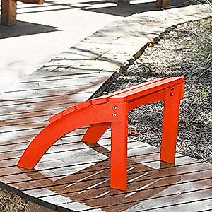 PolyTEAK Outdoor Ottoman, Real Wood Look abd Feel, All-Weather Outdoor Patio Adirondack Foot Stool, Outdoor Firepit Foot Rest for Adirondack Chairs (Red)