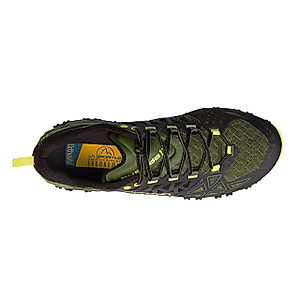 La Sportiva Mens Bushido II Trail Running Shoe, Olive/Neon, 10
