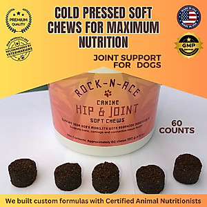 Rock-N-Ace Premium Canine Hip & Joint Support Supplement for Dogs | Glucosamine & Chondroitin MSM Large Dogs Chews | Advanced Mobility Support| Extend Joint Care for Dogs |Vet Recommended | 60 Count