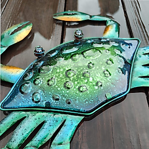 JOYBee 3Pcs 18inch 13inch 9inch Large Coastal Ocean Metal Crab Wall Art Decor Family Set -Christmas Decorations-Decoration for outdoor indoor bathroom kitchen garden bedroom patio