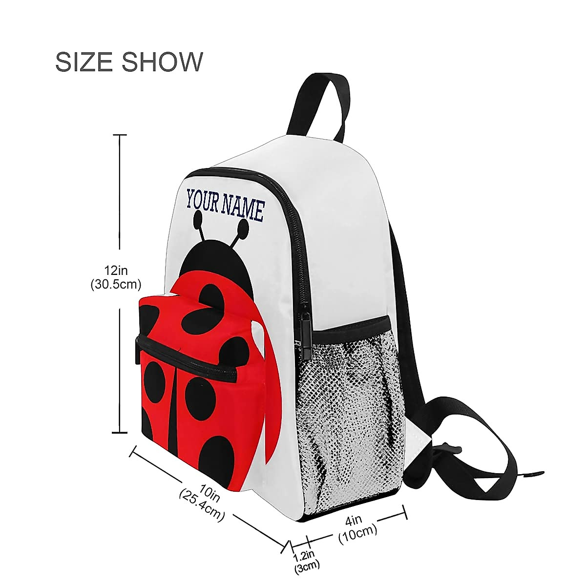 ODAWA Custom Preschool Backpack, Personalized Backpack with Name Customization Ladybugs School Backpack