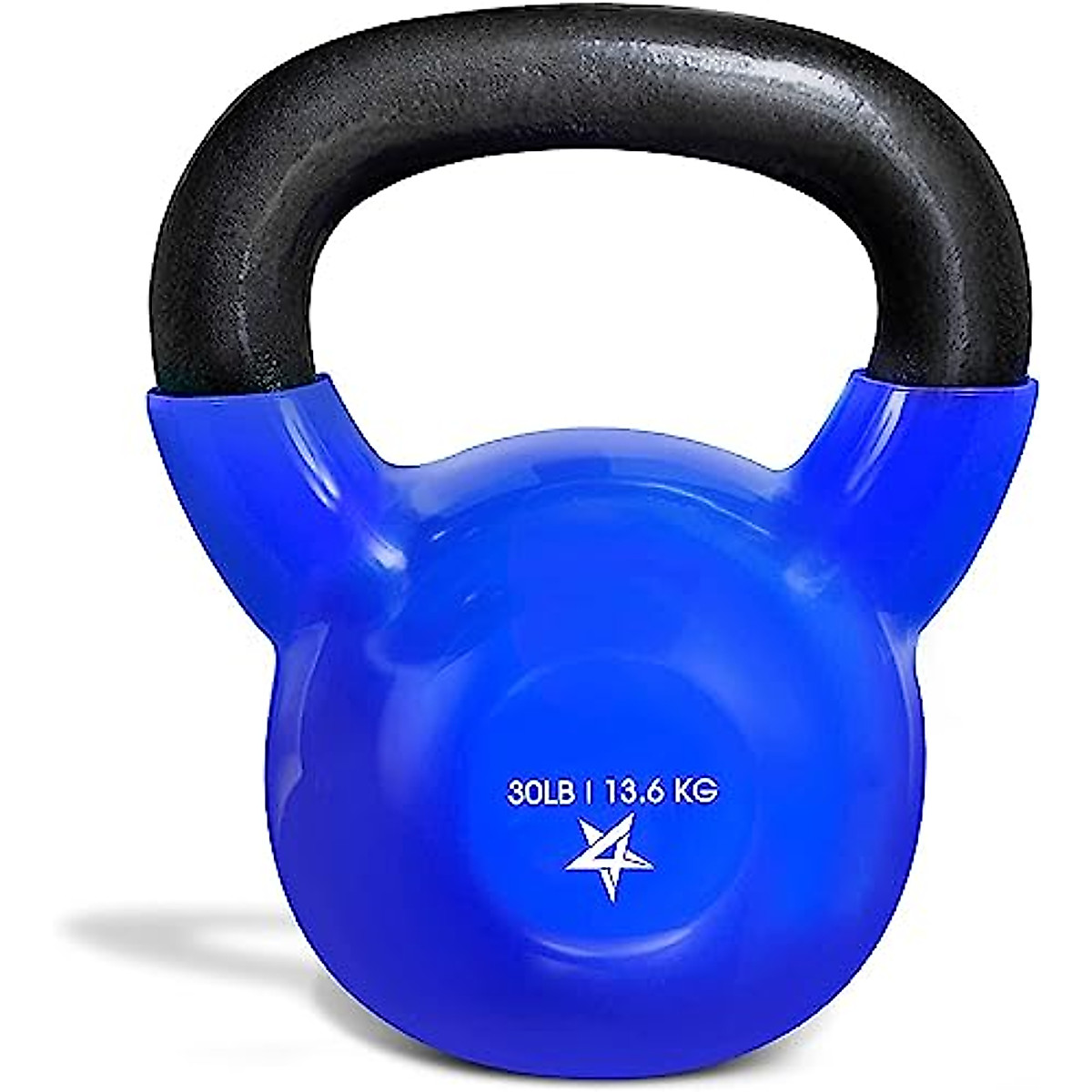Yes4All 30 lb Kettlebell Weight Vinyl Coated Cast Iron for Dumbbell Weights Exercises, Gym, Fitness, Full Body Workout Equipment Push up, Grip and Strength Training, Blue