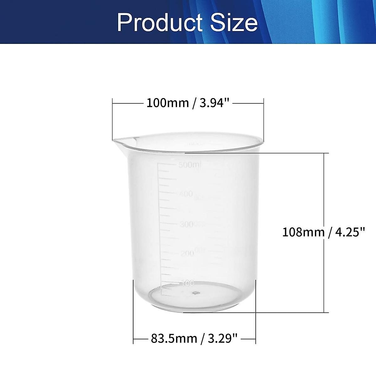 Aicosineg 2Pcs Measuring Cups 500ml Plastic Graduated Cups PP Plastic Graduated Beaker Clear Scale Cups Liquid Measuring Mixing Cups Graduated Plastic Measuring Cup for Lab Kitchen Liquids Transparent