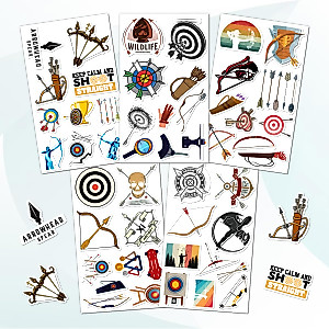 50 Pack Pcs Archery Stickers for Water Bottles Waterproof Vinyl Laptop Luggage Scrapbooking Funny Sports Sticker Packs Set Bulk Teens Adults Students Boys Aesthetic Small Decals