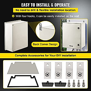 VEVOR Electrical Enclosure Box,23.6''×19.7''×9.1'',Fiberglass Junction Box,IP66 Waterproof & Dustproof,Outdoor Electrical Box,with Mounting Plat