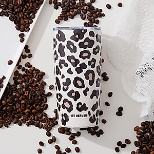 1st Heaven Coffee Tumbler, Insulated Coffee Mug with Lid, Travel Mug, 20oz Tumbler, Stainless Steel Cup for Outdoor Use (Leopard Print)