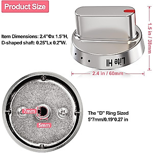 Upgraded DG64-00472A Stove Knobs Stainless Steel Compatible with Samsung Gas Range Oven Stove Replaces DG64-00347A,AP5949480,PS10058981 Fits FX510BGS FX710BGS NX58F5500SS Replacement knobs (5 Pack)