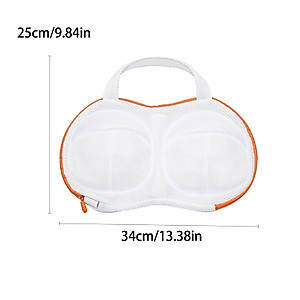 MISNODE Lingerie Bag Polyester Laundry Bra Meshs Bags 13x10 inch 3D Cup Shape Design Mesh Laundry Bag Built In 3D Cartilage Support Bra Laundry Bags for Washing Machines (Orange 2pcs)