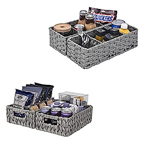 GRANNY SAYS Bundle of 2-Pack Woven Baskets for Storage & 2-Pack Rectangle Wicker Basket