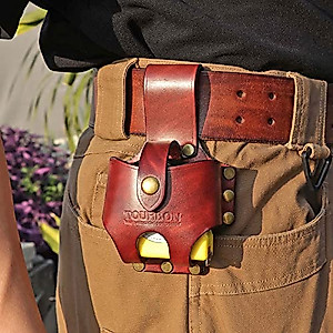 TOURBON Leather Tape Measure Holder for Belt (Brown - Small)