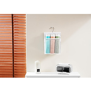 ALYER Hanging Mesh Shower Caddy Organizer Bathroom Storage Bag with Hooks for College Dorm, Gym, Swimming,RV and Travel,White