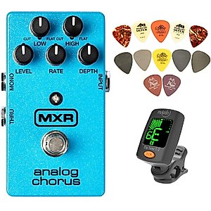 MXR M234 Analog Chorus Effects Pedal Bundle w/Chromatic Tuner and Dunlop PVP101 Pick Pack