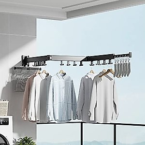 BAICIWE Wall Mounted Clothes Drying Rack, Retractable Laundry Drying Rack, Clothes Drying Rack Folding Indoor, Space Saver, Drying Rack Clothing for Balcony, Laundry, Bathroom, Patio(Tri-Fold)
