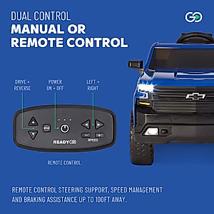 ReadyGO 12V Battery Powered Licensed Chevrolet Silverado Kids Ride On Truck Electric Vehicle with Parent Remote Control, High Speed Mode (5 MPH), LED Lights, Retractable Tailgate, & Truck Sounds