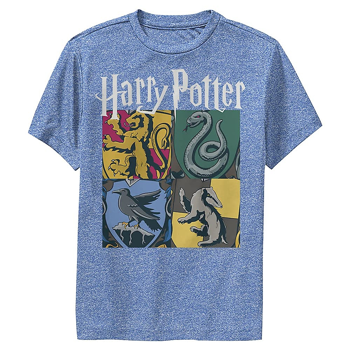 Harry Potter Warner Bros All Houses Boy's Performance Tee Royal Blue Heather