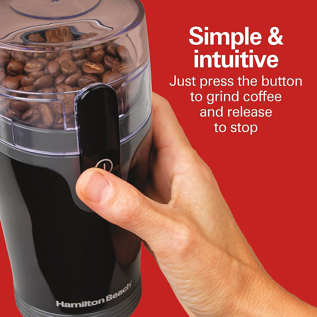 Hamilton Beach Fresh Grind Electric Coffee Grinder for Beans, Spices and More, Stainless Steel Blades, Removable Chamber, Makes up to 12 Cups, Black